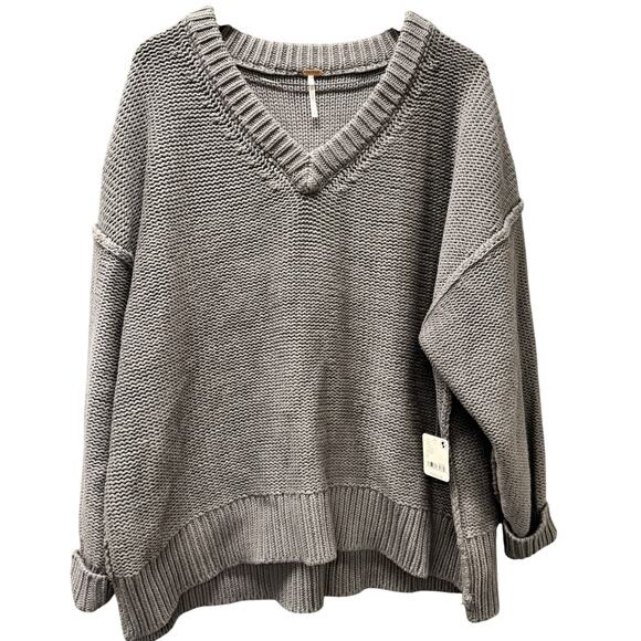 Free People | Sweaters | Free People Alli Vneck Sweater Oversize Boho ...